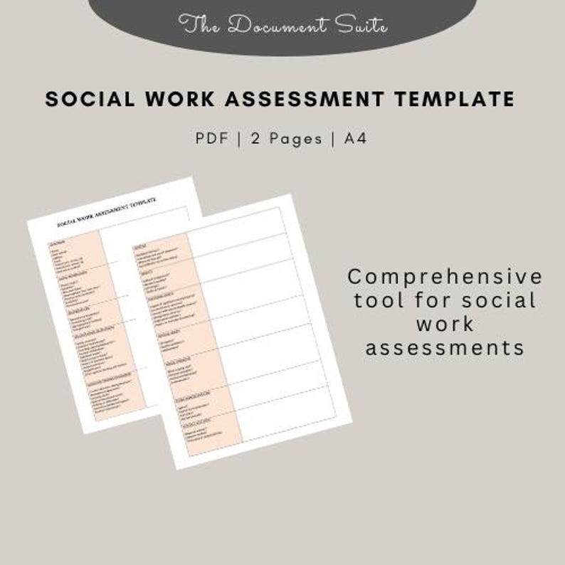 Social Work Assessment Template Tool Pro Forma Notes Guidance Prompts ...
