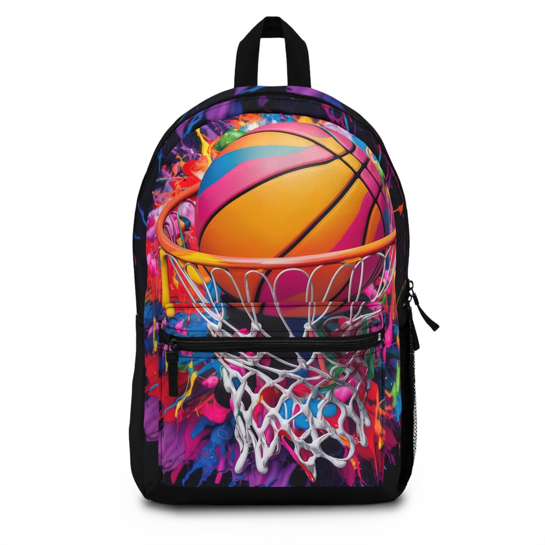 Colorful Basketball Hoop Print Backpack - Etsy