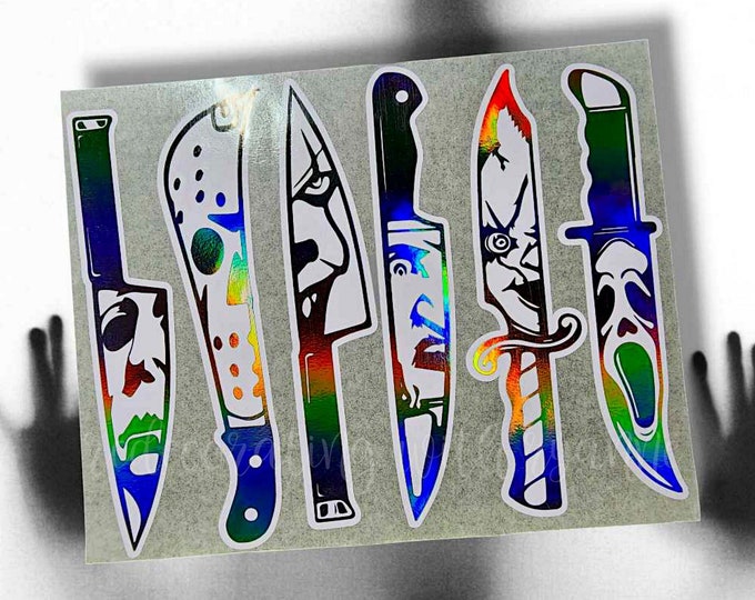 Horror Movie Villains in Knives Decal Car Jason, Michael, Ghostface, It ...