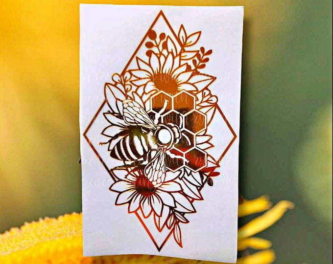 Geometric Bumblebee Sunflower Premium Vinyl Decal || Custom Designed ...