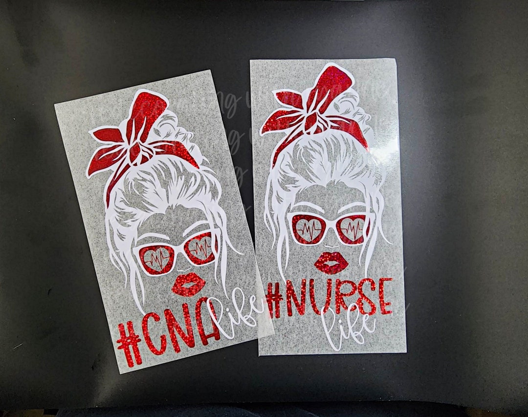 Car Decal "cna Life" "nurse Life" Window Decal - Messy Mom Bun Decal ...