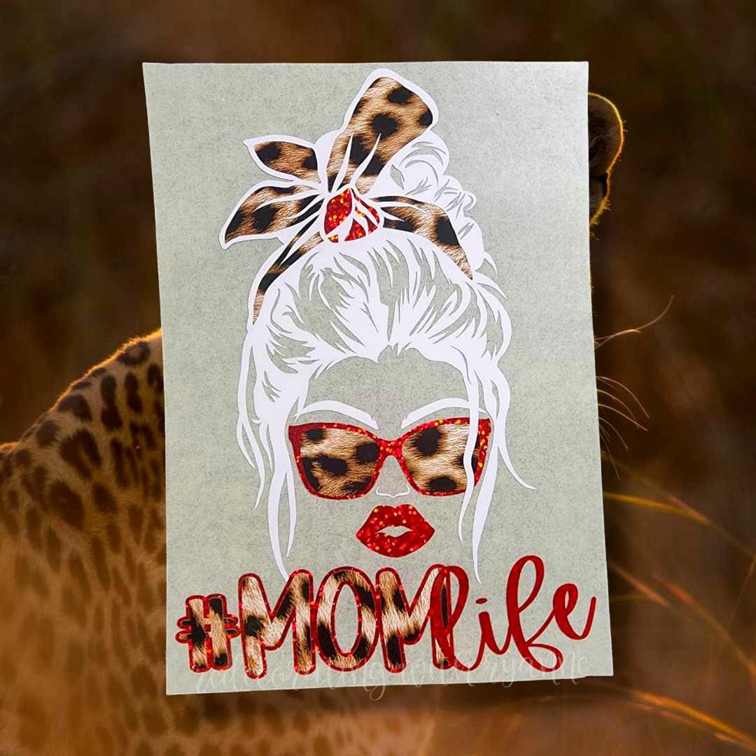 Mom Life Decal || Messy Mom Bun Diamond Glitter Decal || Mom Logo Decal ...