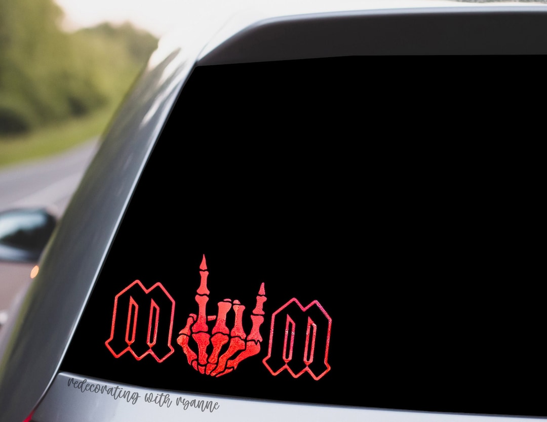 Mom Car Decal W/ Rock Hand Rocker Mom Decal Mom Life Window Decal Funny ...