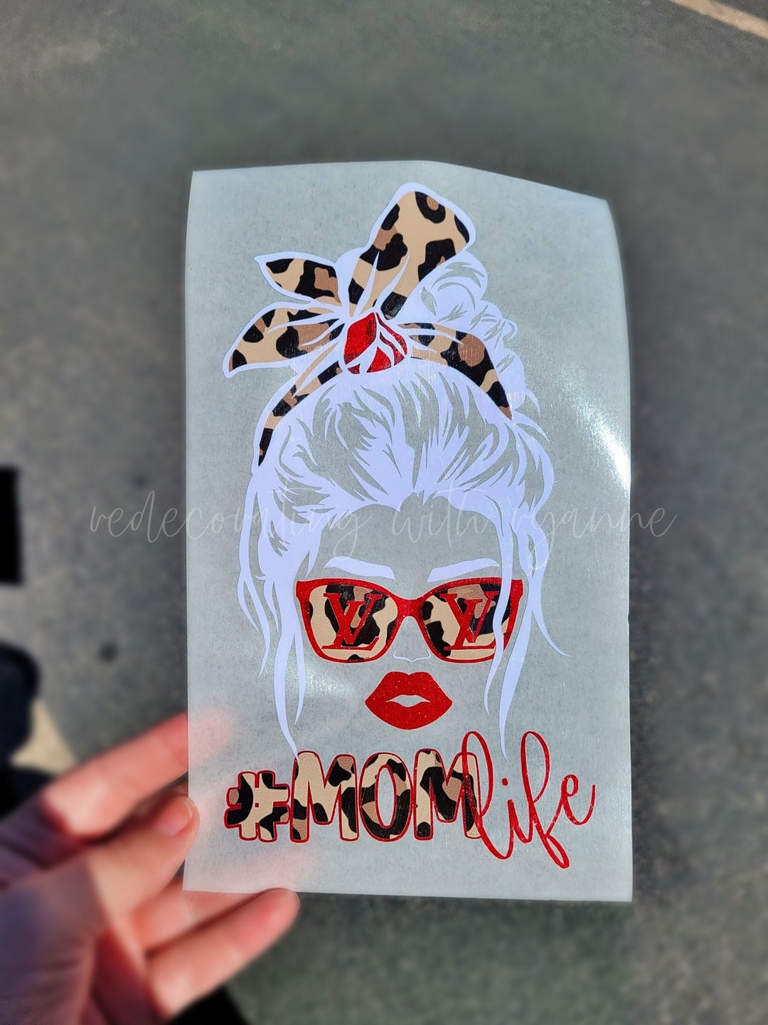 Mom Life Decal Messy Mom Bun Diamond Glitter Decal Mom Logo Decal ...