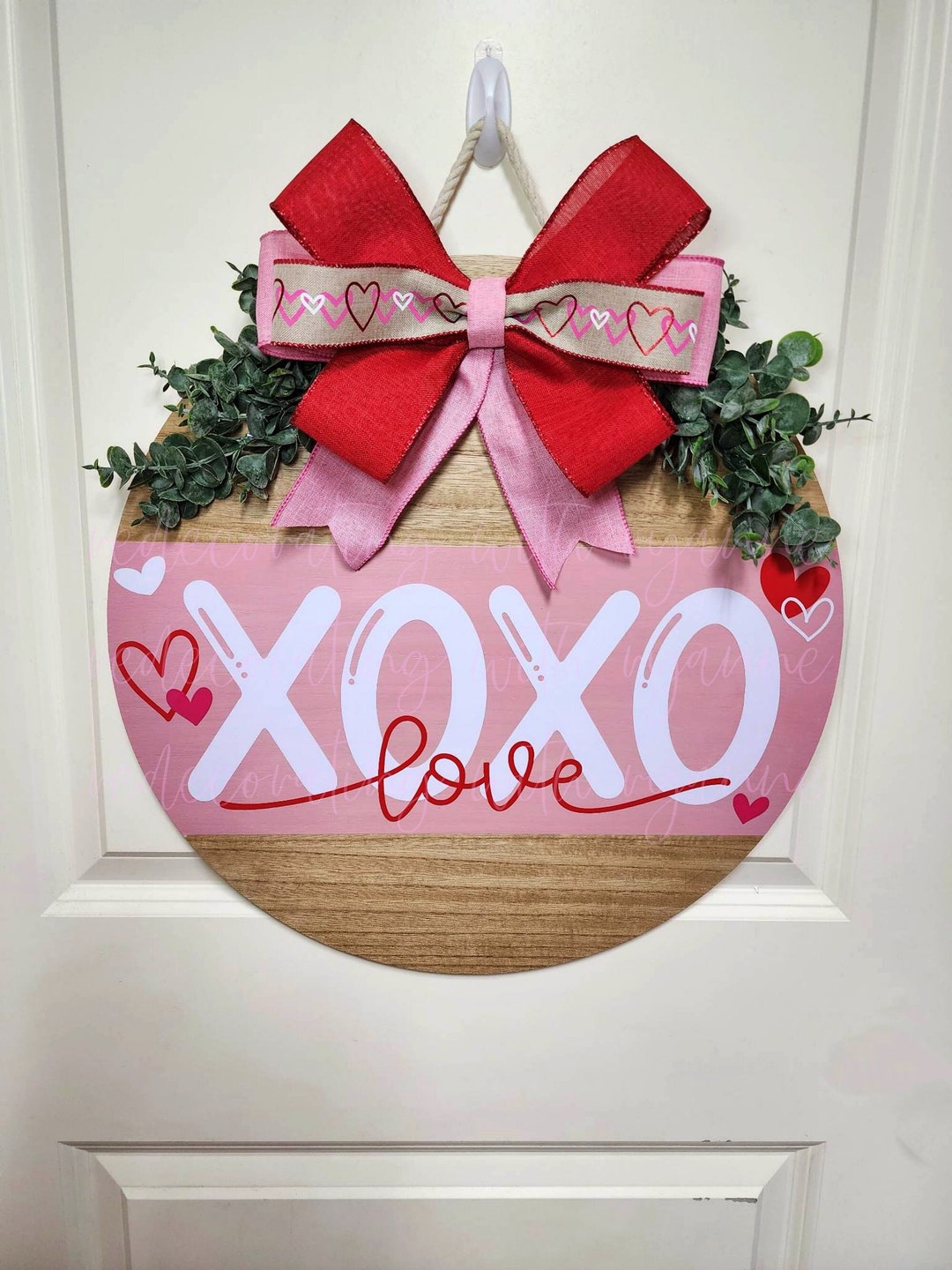 XOXO Valentines Day Door Hanger || Pink & Red XOXO Front Door Hanger || 18" Round || Valentines ...