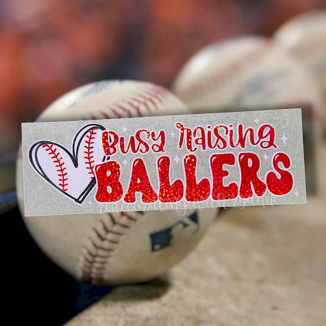Busy Raising Ballers Car Decal || Baseball Mom Life Decal || Mom Car ...