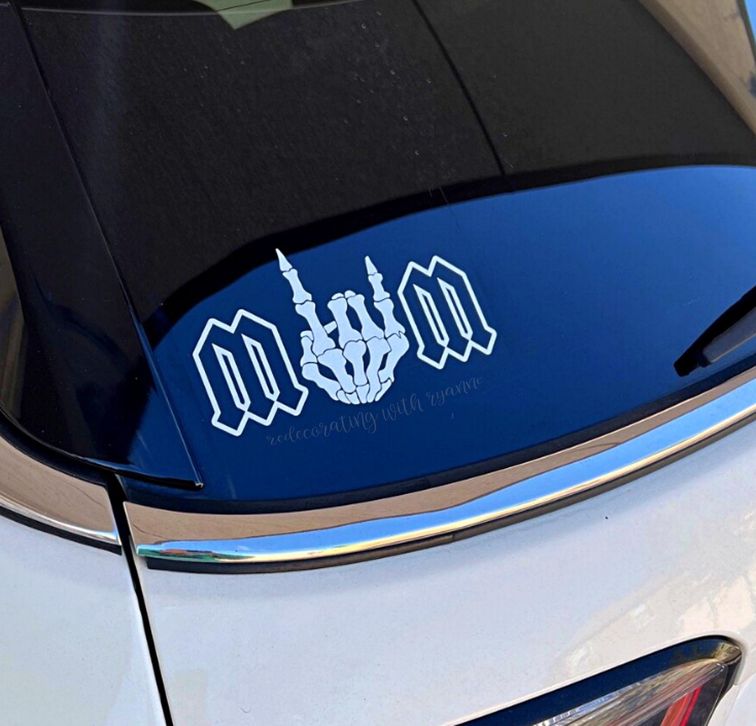 Mom Car Decal W/ Rock Hand || Rocker Mom Decal || Mom Life Window Decal ...