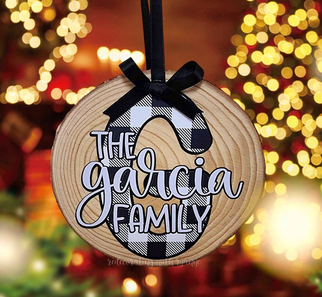 Personalized Plaid Wood Name Ornament || Wood Christmas Ornament Custom ...
