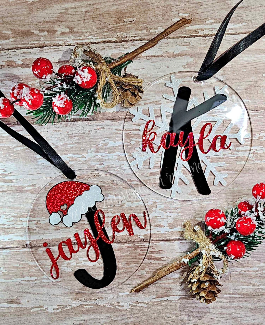 Personalized Glitter Christmas Ornament || 4" Acrylic Name Christmas ...