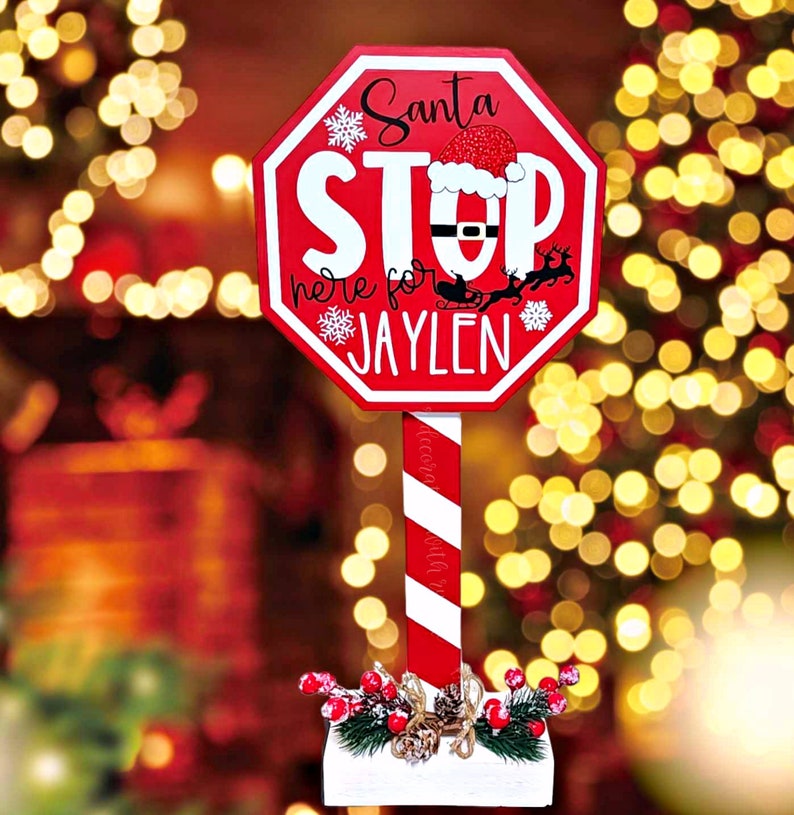 Personalized Santa Stop Here Sign: Custom Christmas Decoration - Etsy