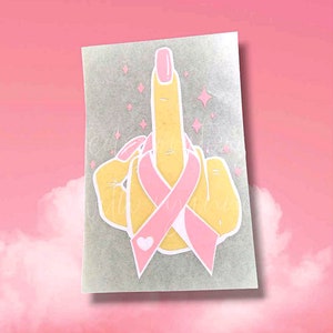 Middle Finger Breast Cancer Ribbon Decal || F*CK Cancer || Breast ...
