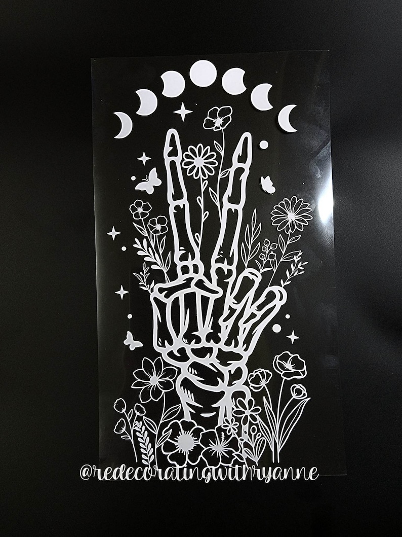 Wildflower Skeleton Peace Hand Car Decal || Premium Vinyl Decal ...