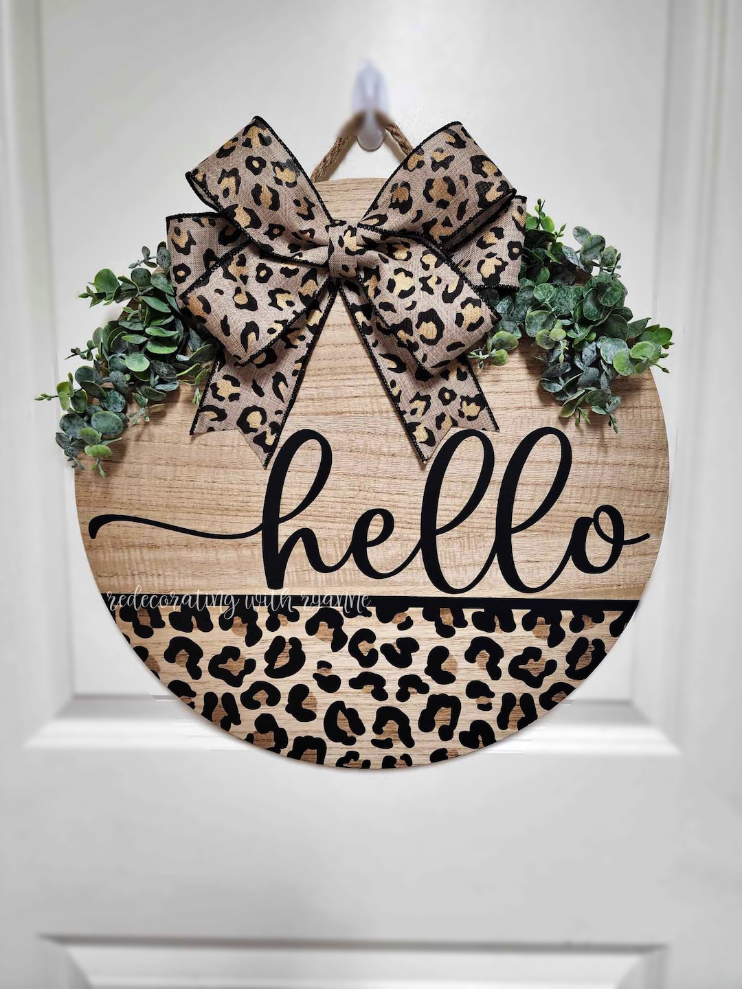 Front Door Hanger Cheetah Leopard Hello || Leopard Door Hanger ...