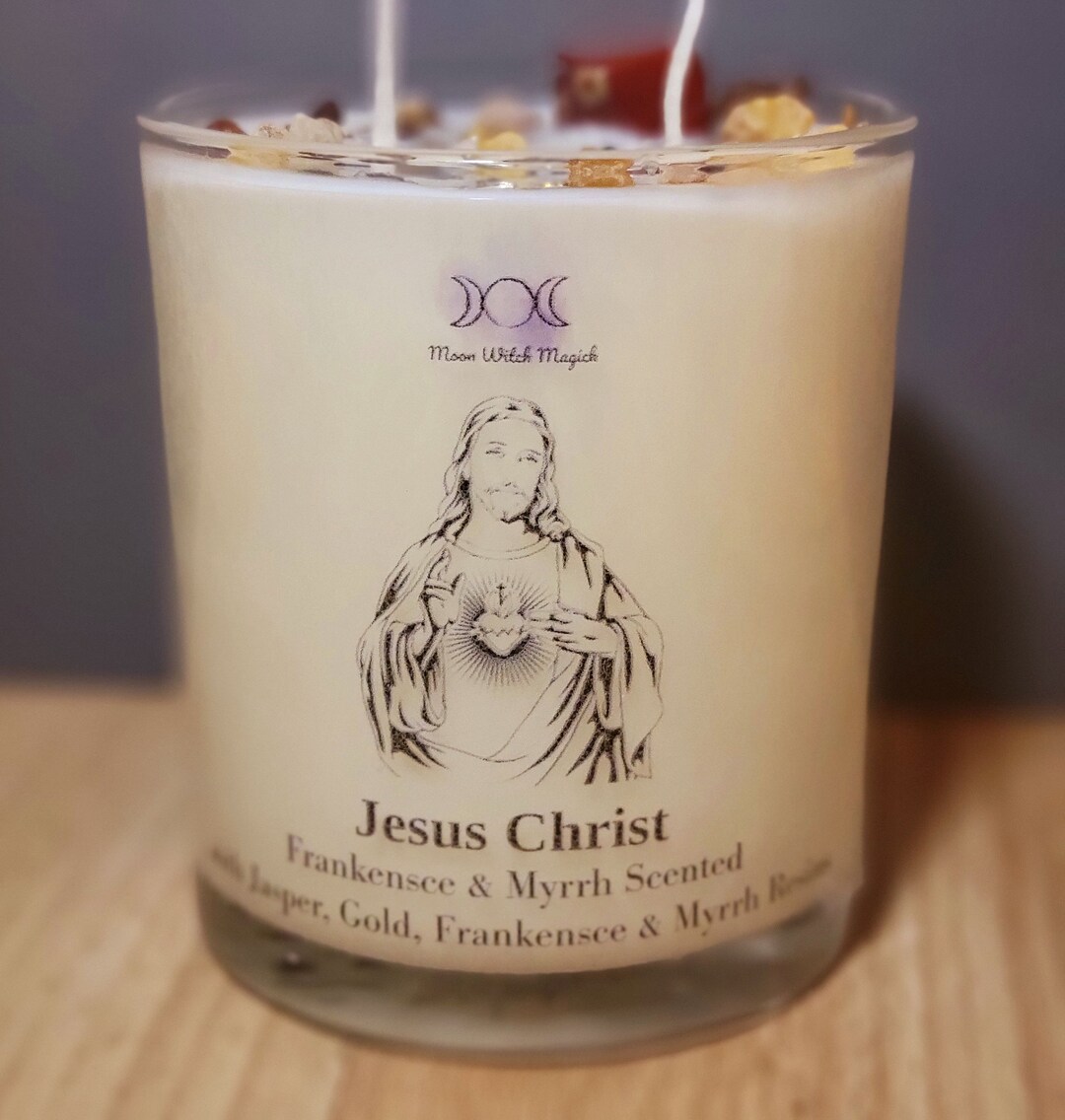 Jesus Christ Candle With Gold Frankensce and Mryhrr, Christian Deity ...