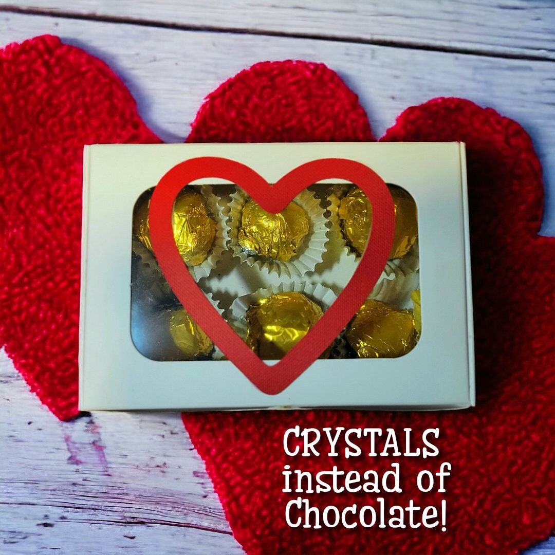 Crystal "chocolate Box" With Assorted Tumbled Crystals, Valentine's Day ...