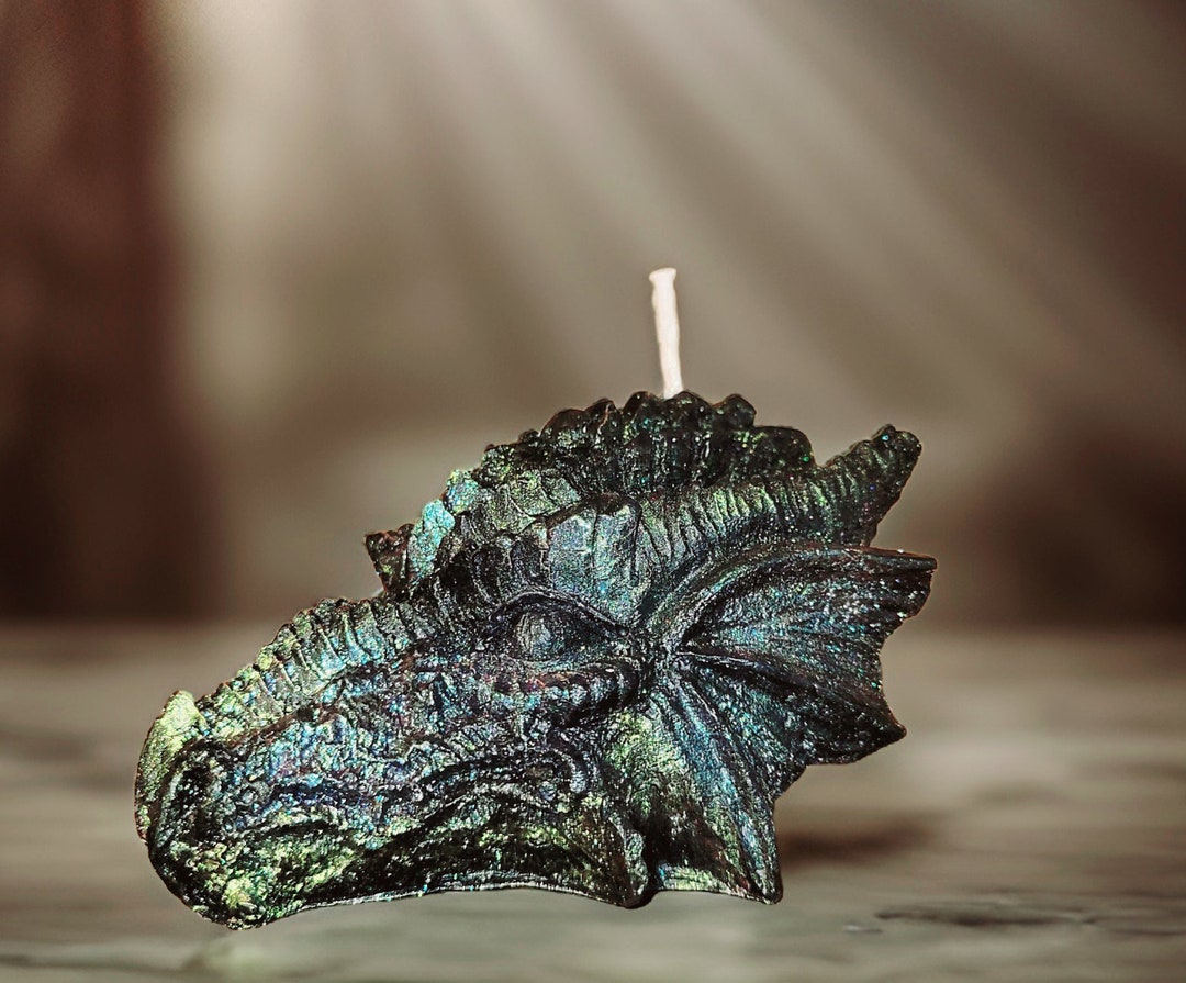 Dragon Candle With Iridescent Sheen, Soy Wax Dragon Head Shaped Candle ...