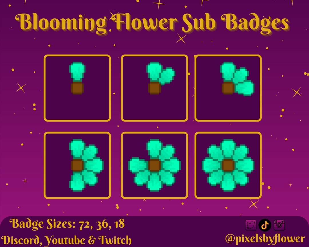 Blooming Mint Chip Flower Bit Badges - Etsy