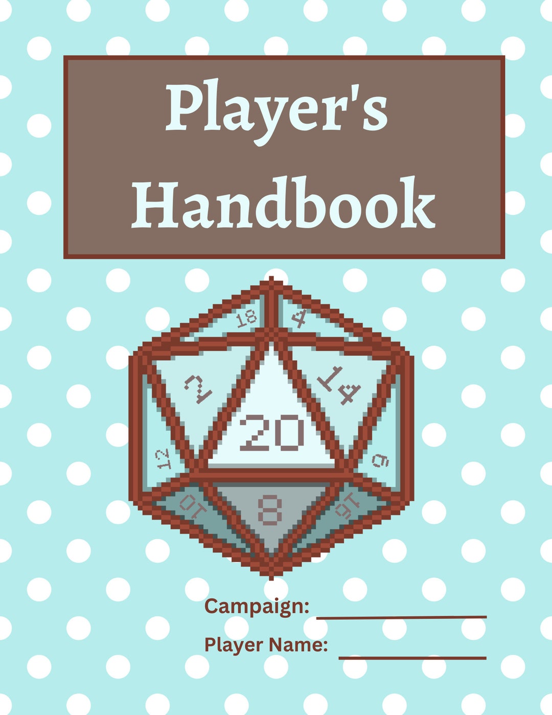 Polka Dot Dungeons and Dragons Character Sheet Book Digital Download - Etsy