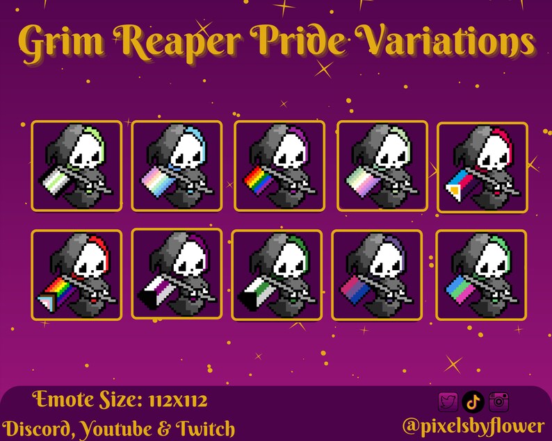 Twitch & Discord Pride Grim Reaper Emotes and Stickers - Etsy