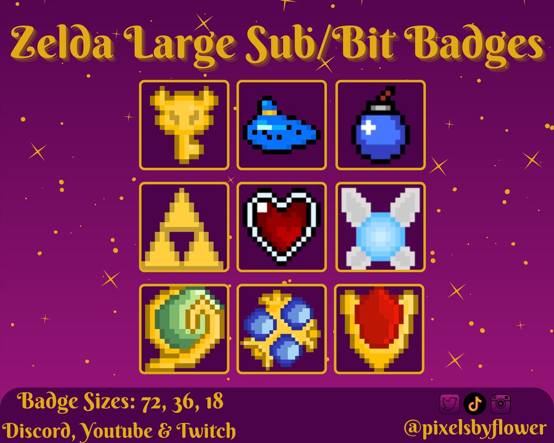 Legend of Zelda Sub Badges Large Set Twitch, Discord - Etsy
