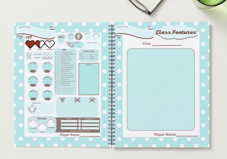 Polka Dot Dungeons and Dragons Character Sheet Book - Etsy