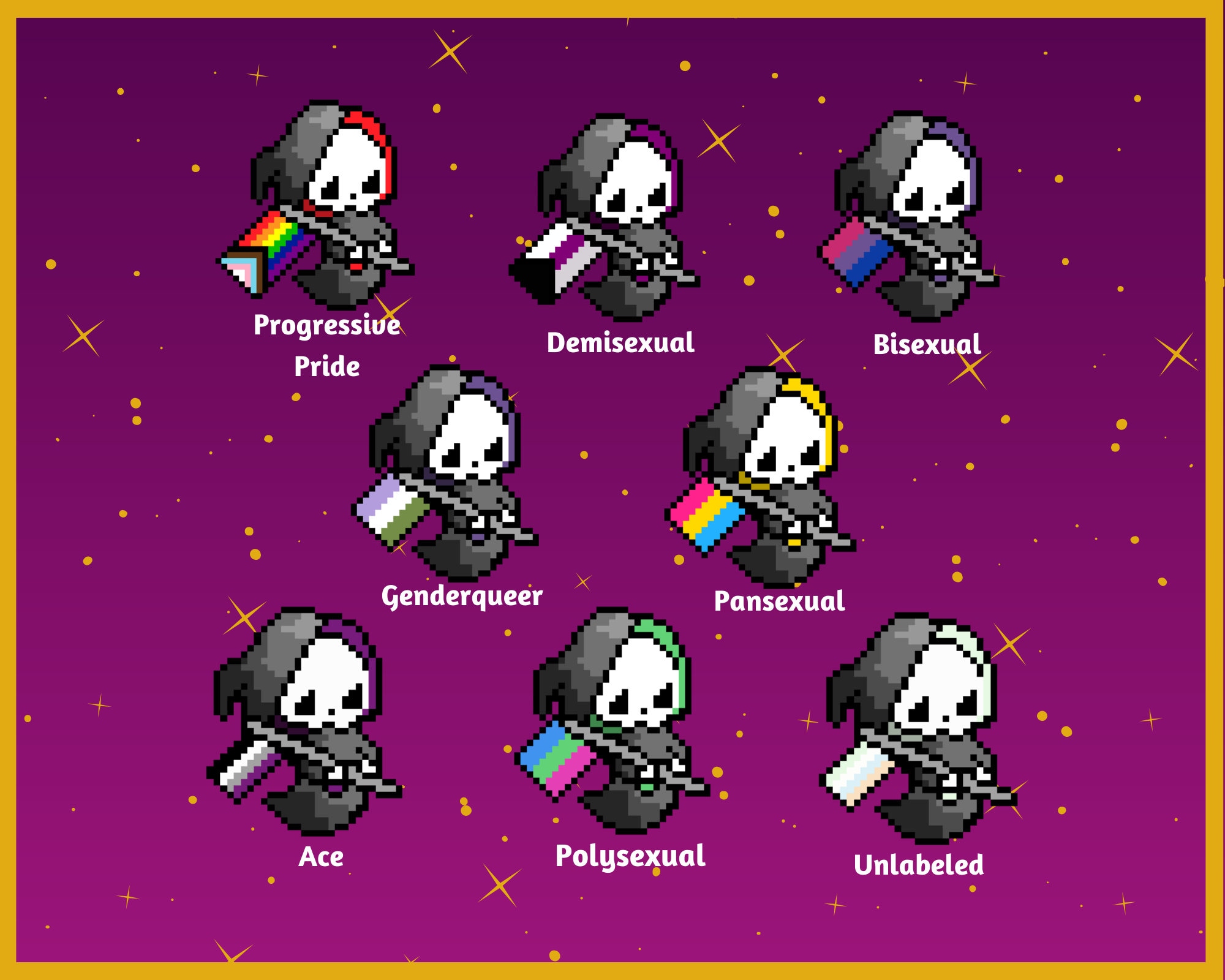 Twitch & Discord Pride Grim Reaper Emotes and Stickers - Etsy