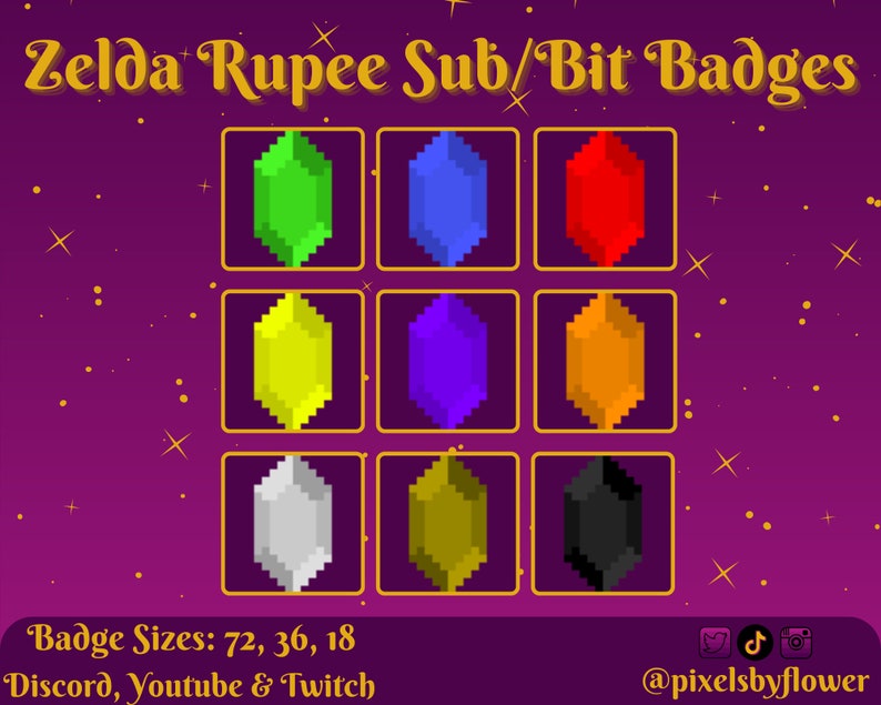 Legend of Zelda Rupee Sub Badges Twitch, Discord - Etsy