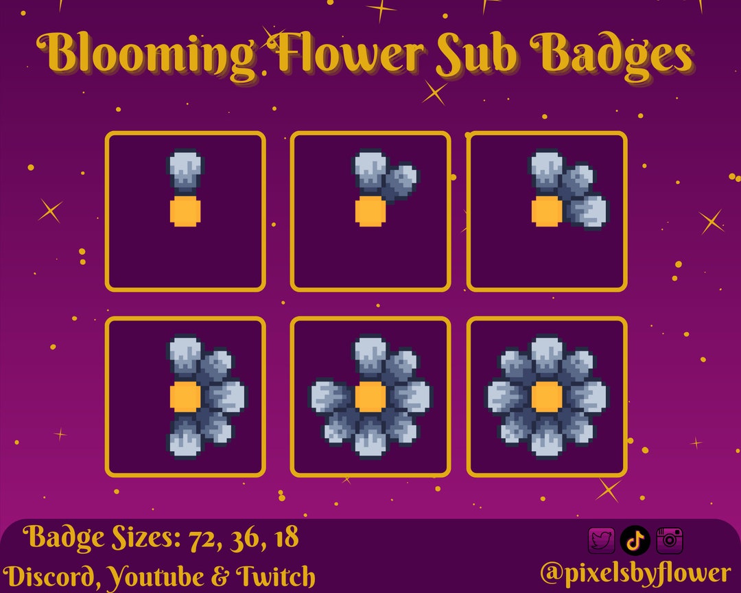 Blooming Blue Flower Bit Badges - Etsy