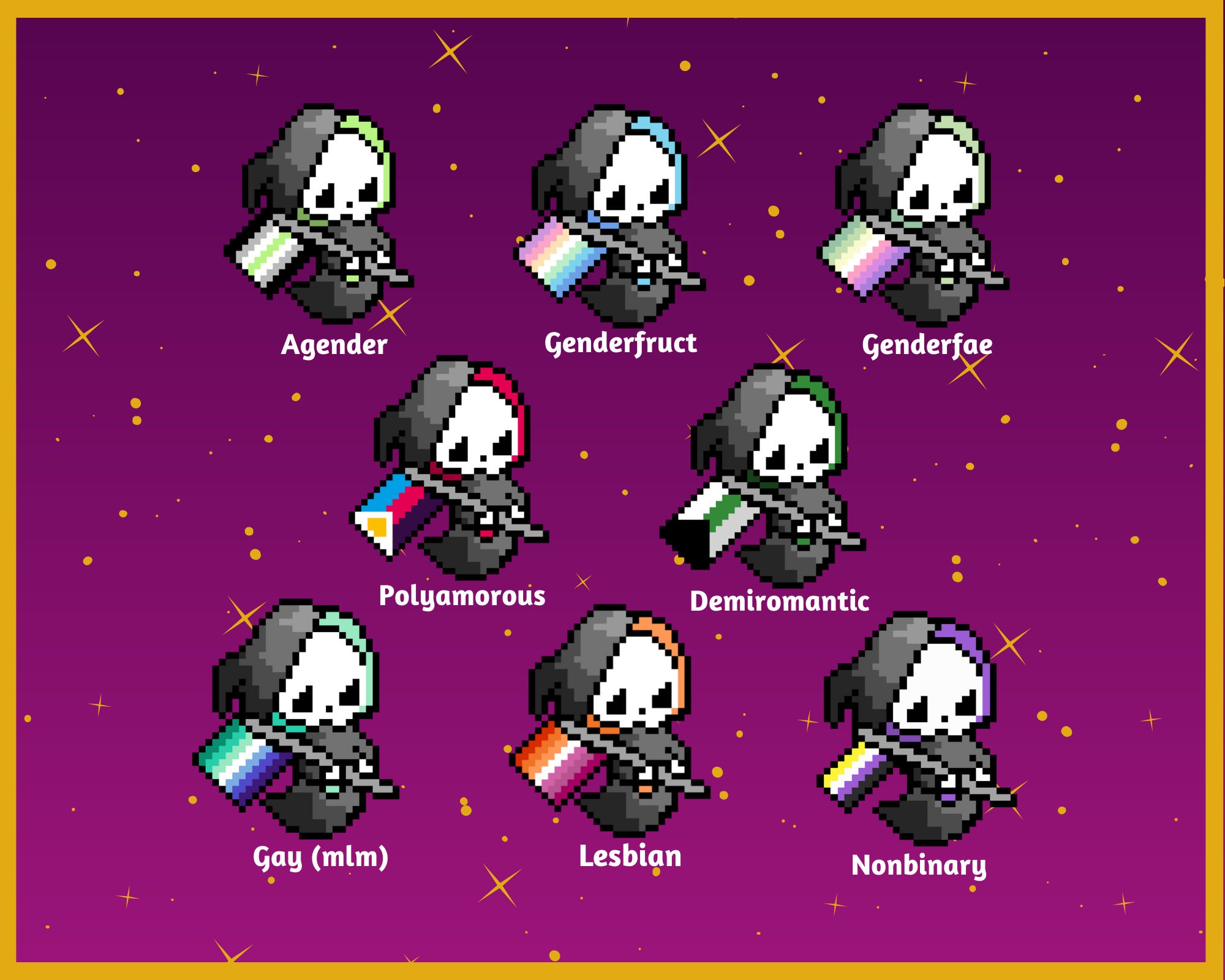 Twitch & Discord Pride Grim Reaper Emotes and Stickers - Etsy