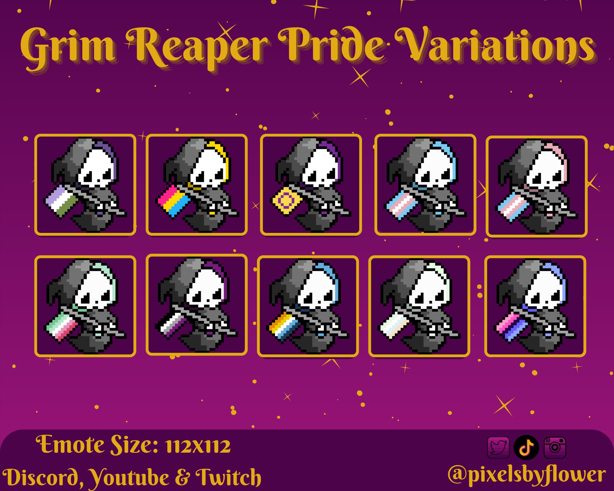 Twitch & Discord Pride Grim Reaper Emotes and Stickers - Etsy