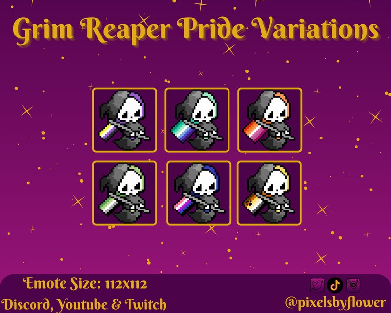Twitch & Discord Pride Grim Reaper Emotes and Stickers - Etsy