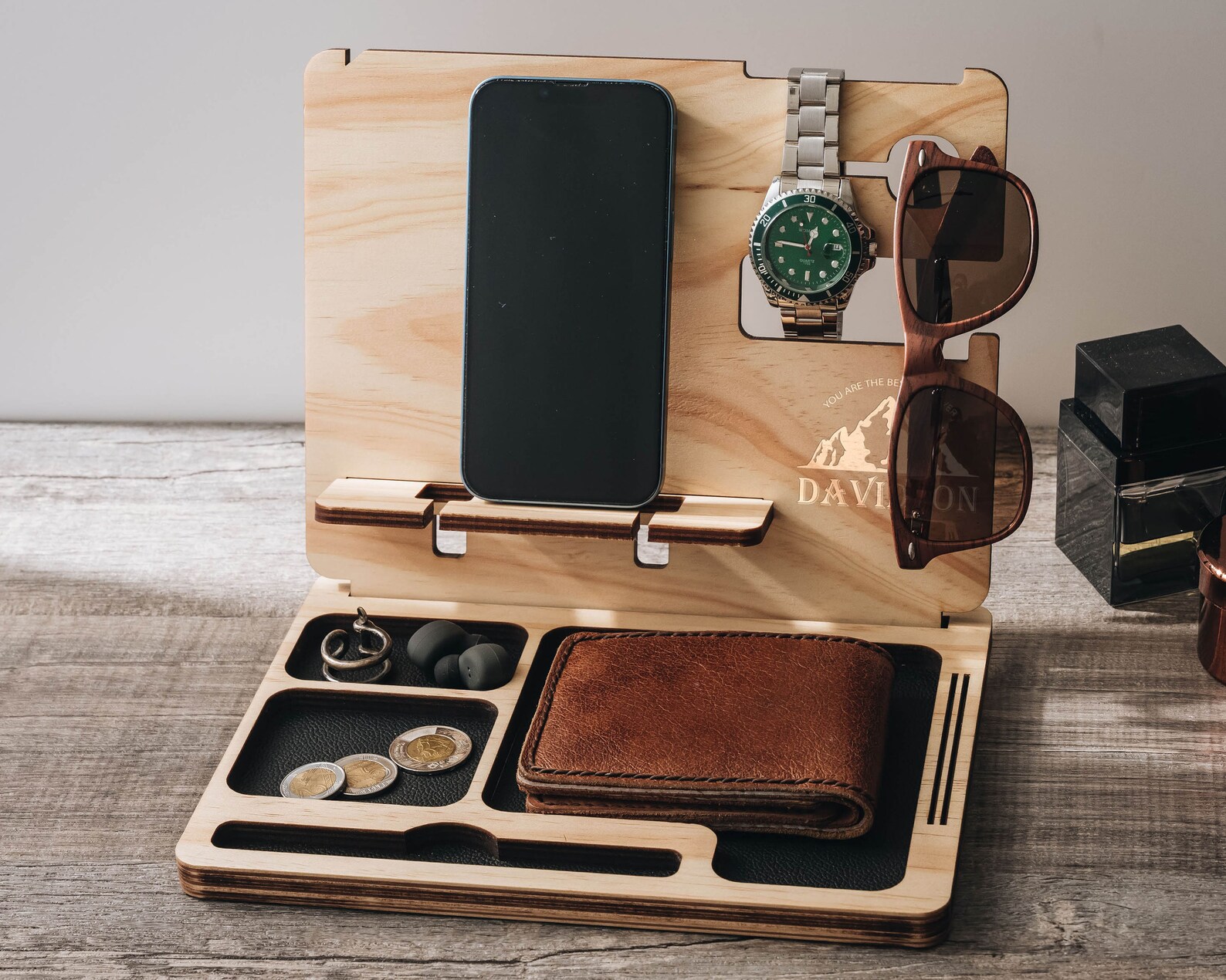 Office Decor Custom Desk Organizer Personalized Wood Engraved - Etsy