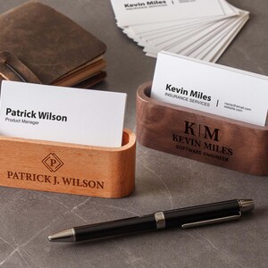 Custom Solid Wood Business Card Holder, Business Card Display ...