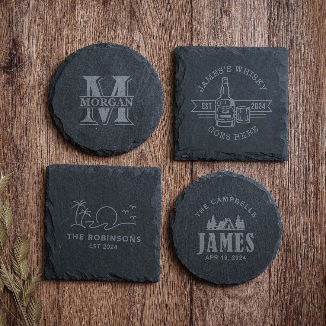 Custom Logo Slate Coasters, Engraved Slate Coasters,personalized Gift ...