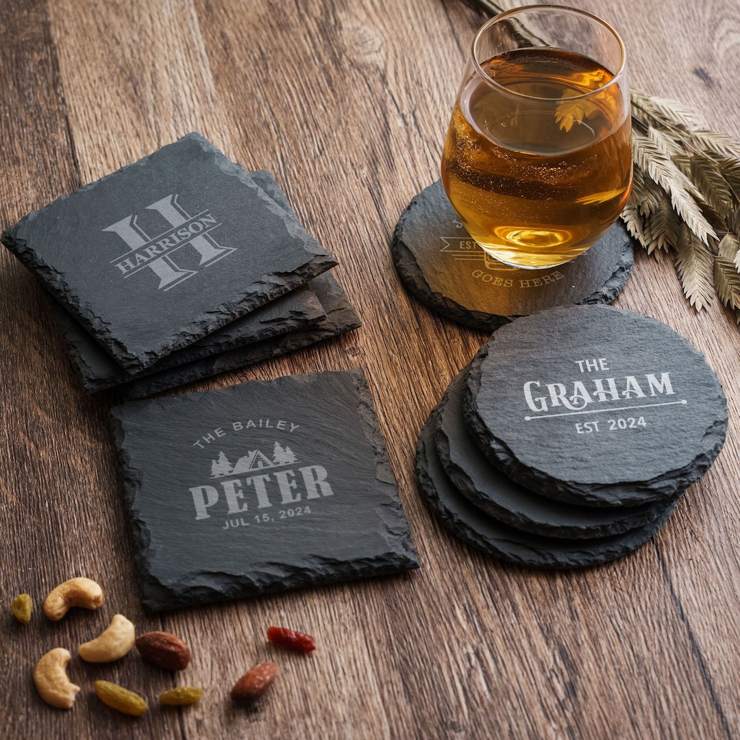 Personalized Slate Coasters, Custom Slate Coasters, Engraved Slate ...