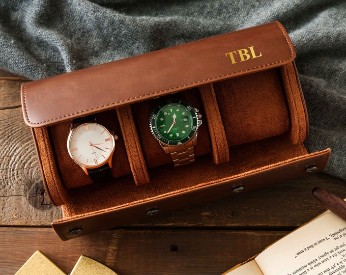 Personalized Watch Roll, Leather Roll, Leather Watch Case, Travel ...
