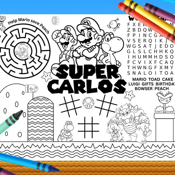 Mario Birthday Coloring - Etsy
