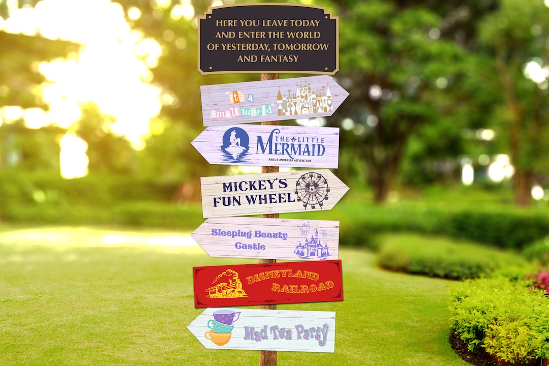Disneyland Party Directional Sign Printable Set - 14 Beloved Rides and ...