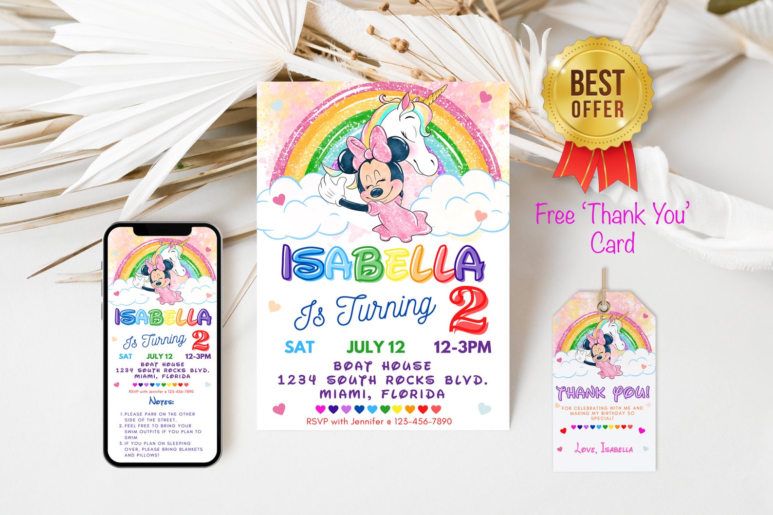 Girl Birthday Invite | Printable 2nd Birthday Invitation | Girl ...