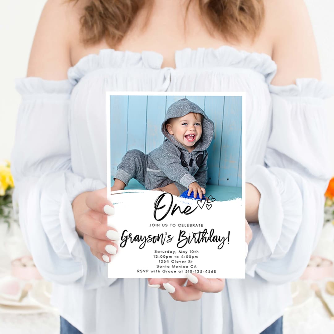 1st Birthday | Modern Birthday Invite | Editable First Birthday Party ...