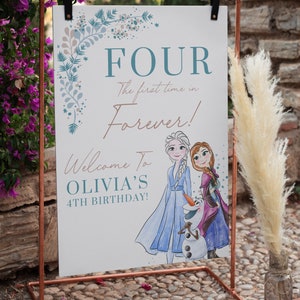 Frozen 4th Birthday Welcome Sign | Four the First Time in Forever ...