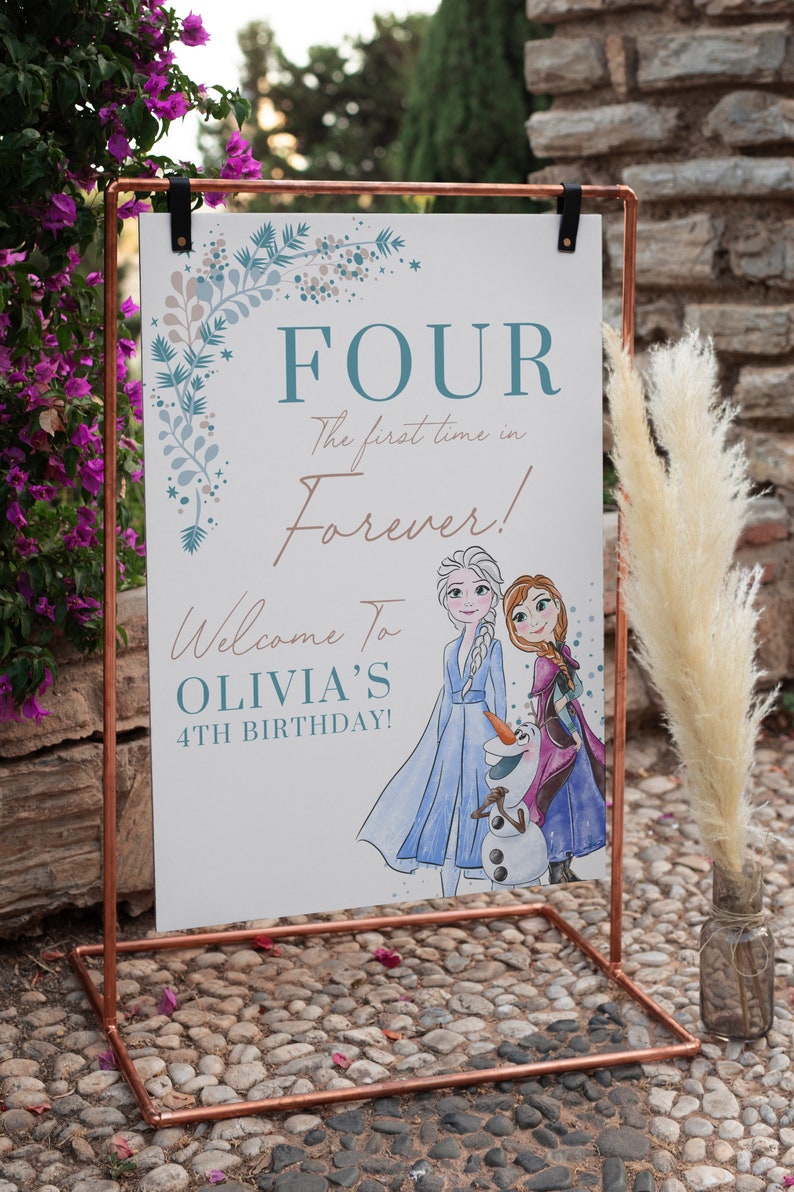 Frozen 4th Birthday Welcome Sign | Four the First Time in Forever ...