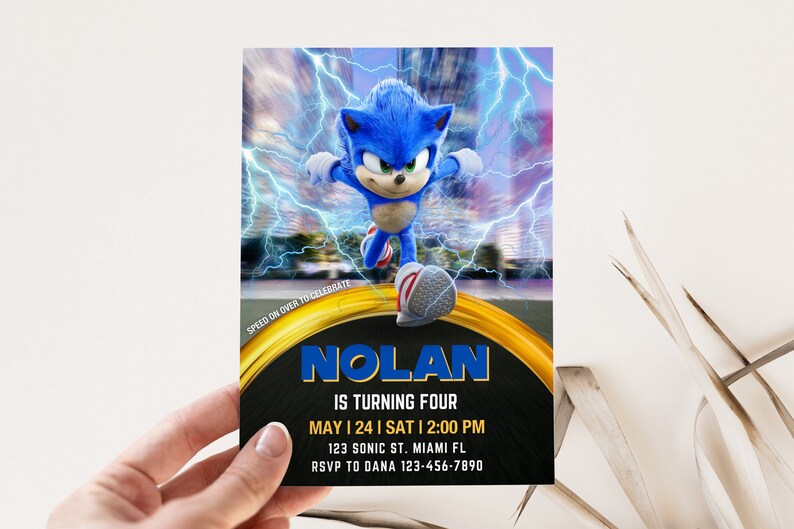 Sonic the Hedgehog Birthday Invitation | Super Sonic Birthday Party ...