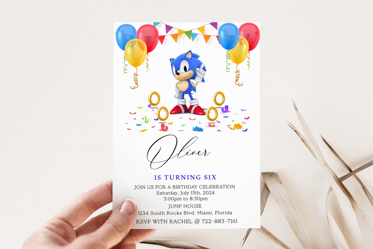 Sonic the Hedgehog Birthday Invitation | Super Sonic Birthday Party ...