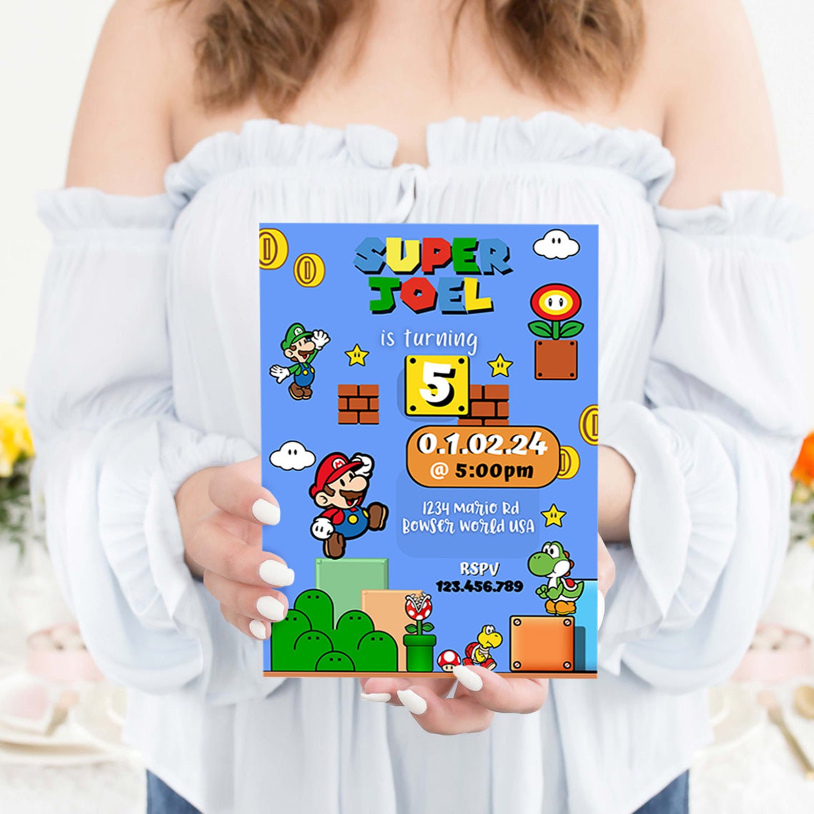 Mario Bros Birthday Invite Super Mario Brothers Birthday - Etsy