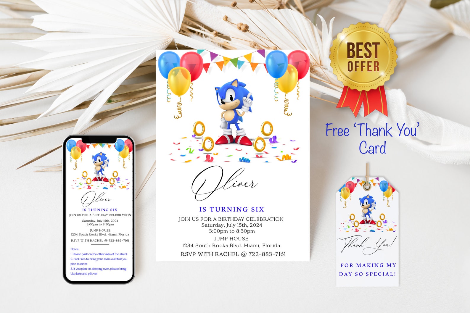 Sonic the Hedgehog Birthday Invitation Super Sonic Birthday - Etsy