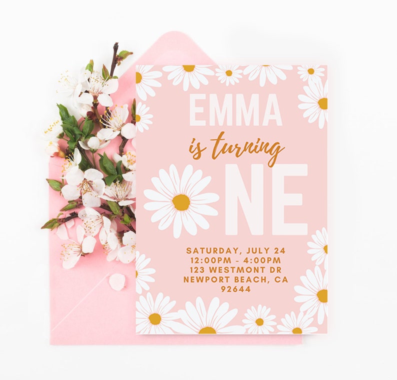 1st Birthday Daisy Girl Birthday Invite Retro Daisy First - Etsy