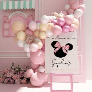 Minnie Mouse Welcome Sign | Girl Pink Minnie Mouse Birthday Party Decor ...