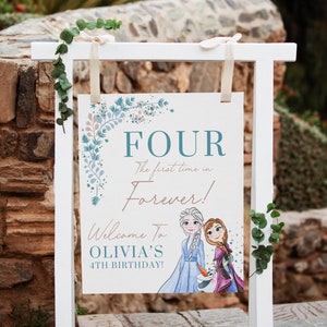 Frozen 4th Birthday Welcome Sign | Four the First Time in Forever ...