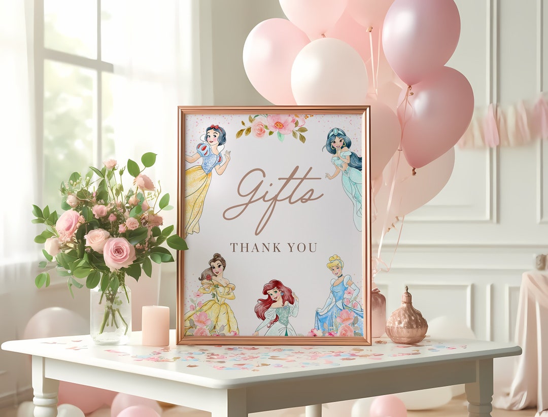 Princess Party Table Sign Set Set of 7 EDITABLE, Download Birthday ...